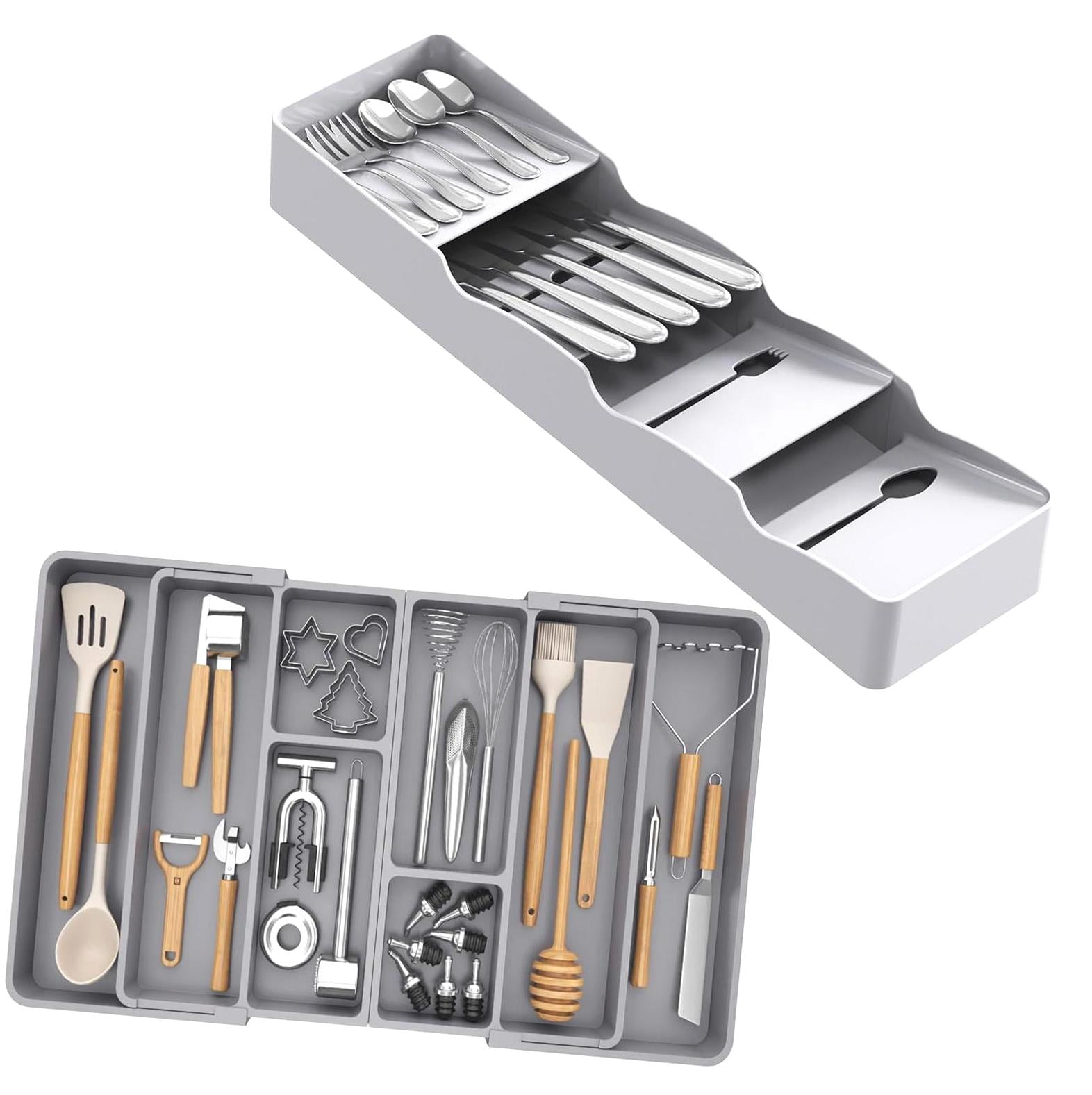 SKYSONIC Compact Flatware Drawer Organizer, Expandable to 36 Inches ...