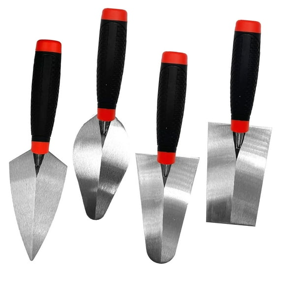 SKYSONIC Concrete Masonry Trowel 4-Piece Set, Carbon Steel Plastering ...