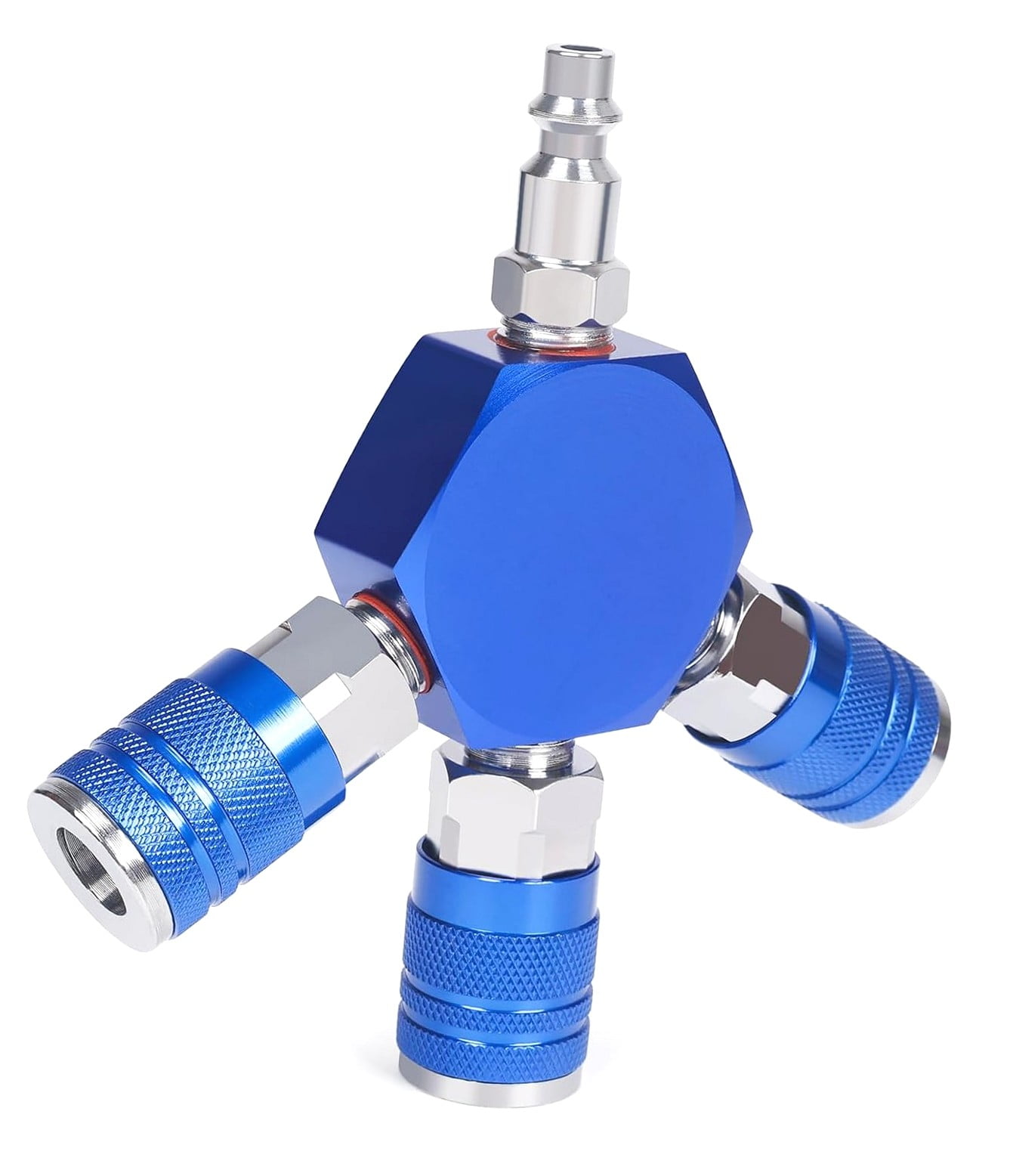 SKYSONIC Connect Fittings Air Splitter, 1/4 Inch NPT 3-Way Air Manifold With 3 Pieces Industrial ...