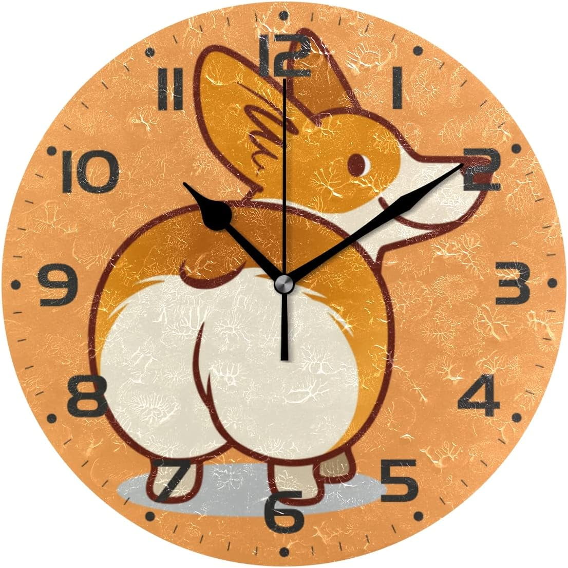 SKYSONIC Corgi Orange Wall Clock 10 Inch Silent Non Ticking Round Clock ...