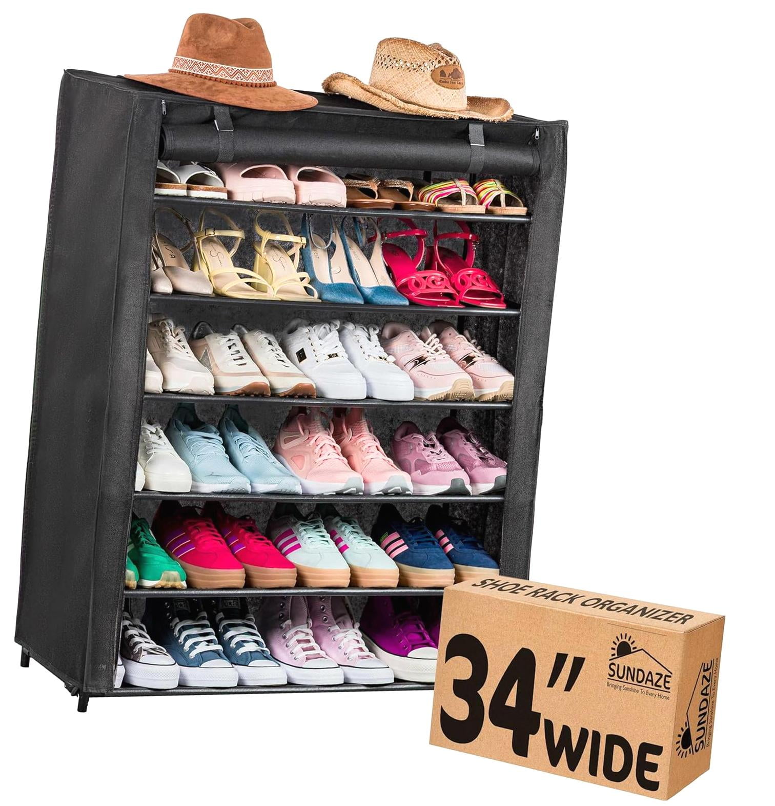 SKYSONIC Covered Shoe Organizer - 6-Tier Tall Shoe Rack for Entryway ...