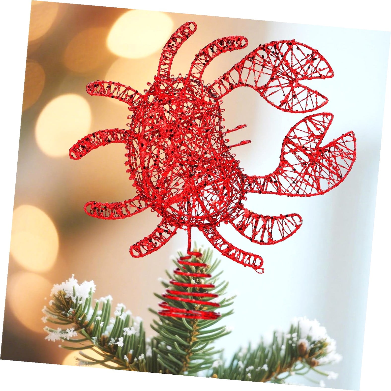 SKYSONIC Crab Christmas Trees Topper Coastal Christmas Tree Decoration ...