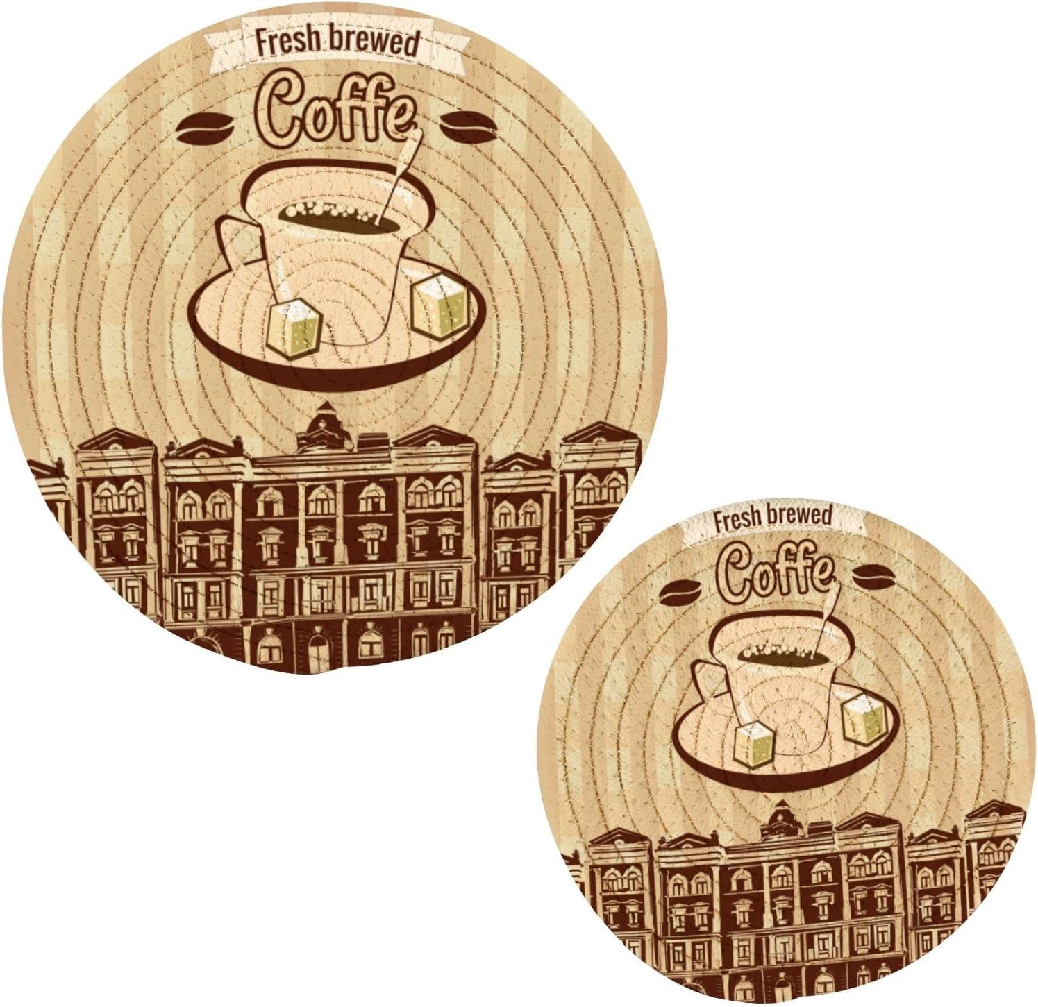 SKYSONIC A Cup Of Coffee Houses Europe Menus Coffee Shops Trivet Pot Holder Set of Potholders ...