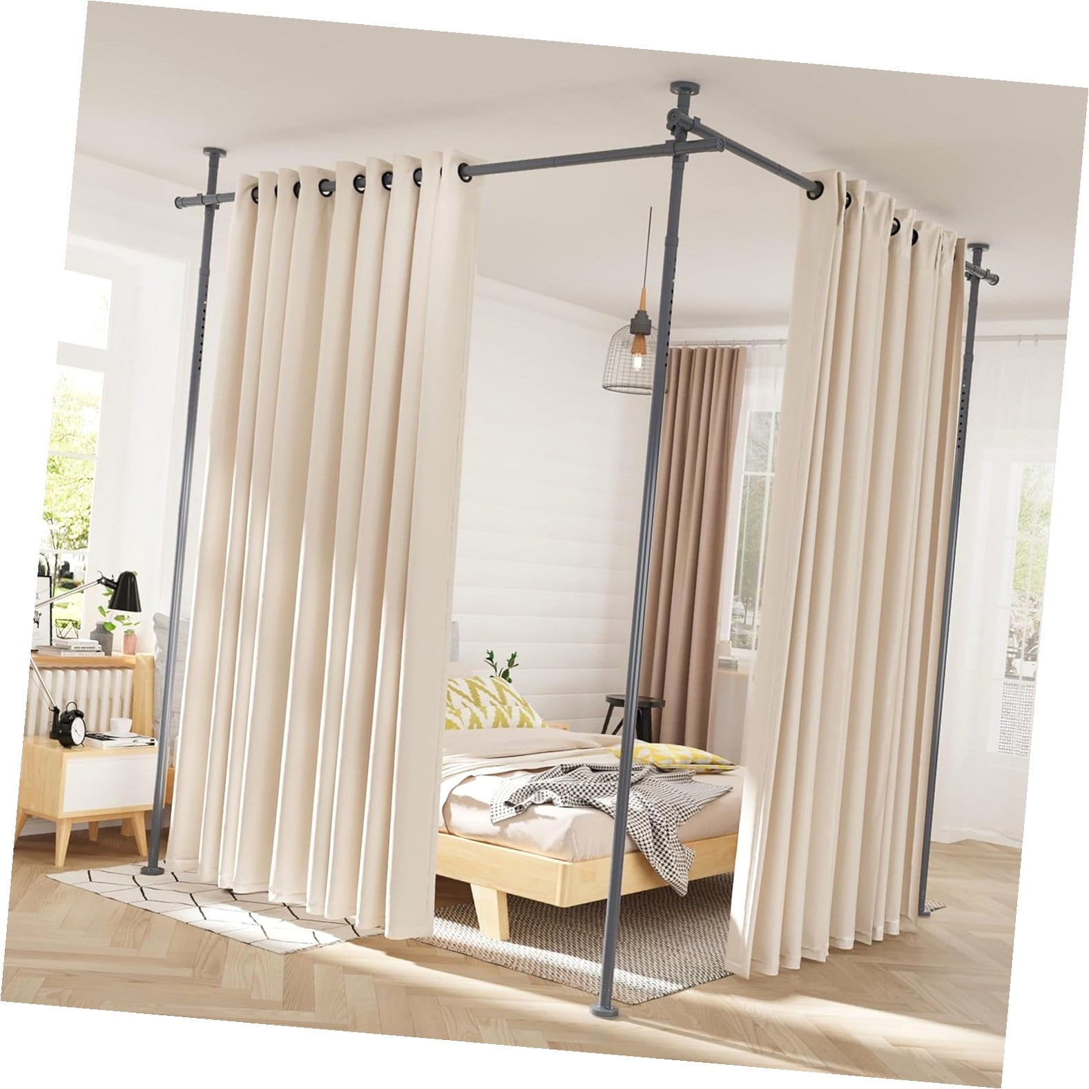 SKYSONIC Curtain Rods No Drill for Room Divider, Room Divider Screen 28 ...