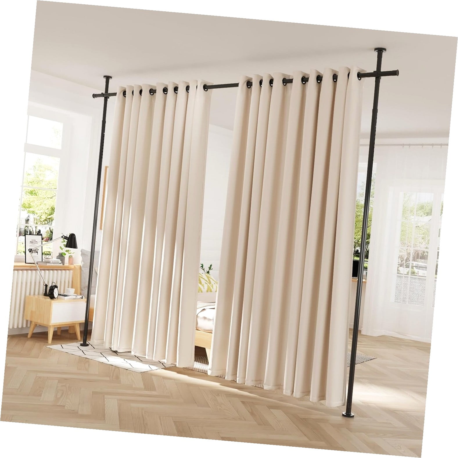 SKYSONIC Curtain Rods No Drill for Room Divider, Room Divider Screen 28 ...