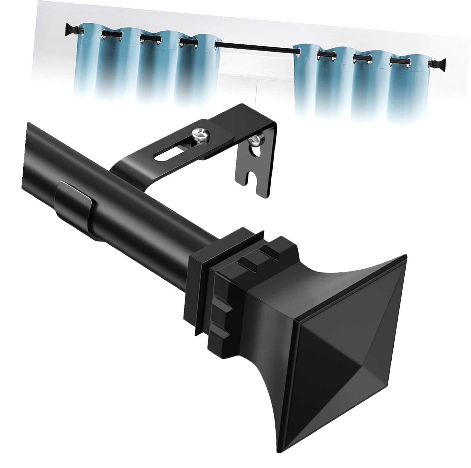 SKYSONIC Curtain Rods for 66 to 120 inch with Square Finials, Install ...