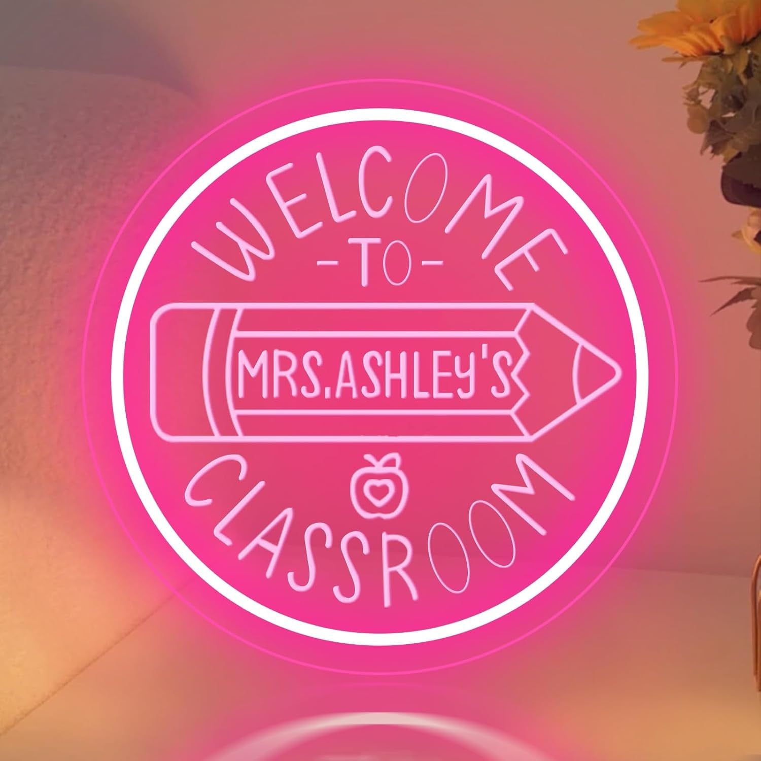 SKYSONIC Custom Teacher Name Neon Sign for Classroom Decor Personalized ...