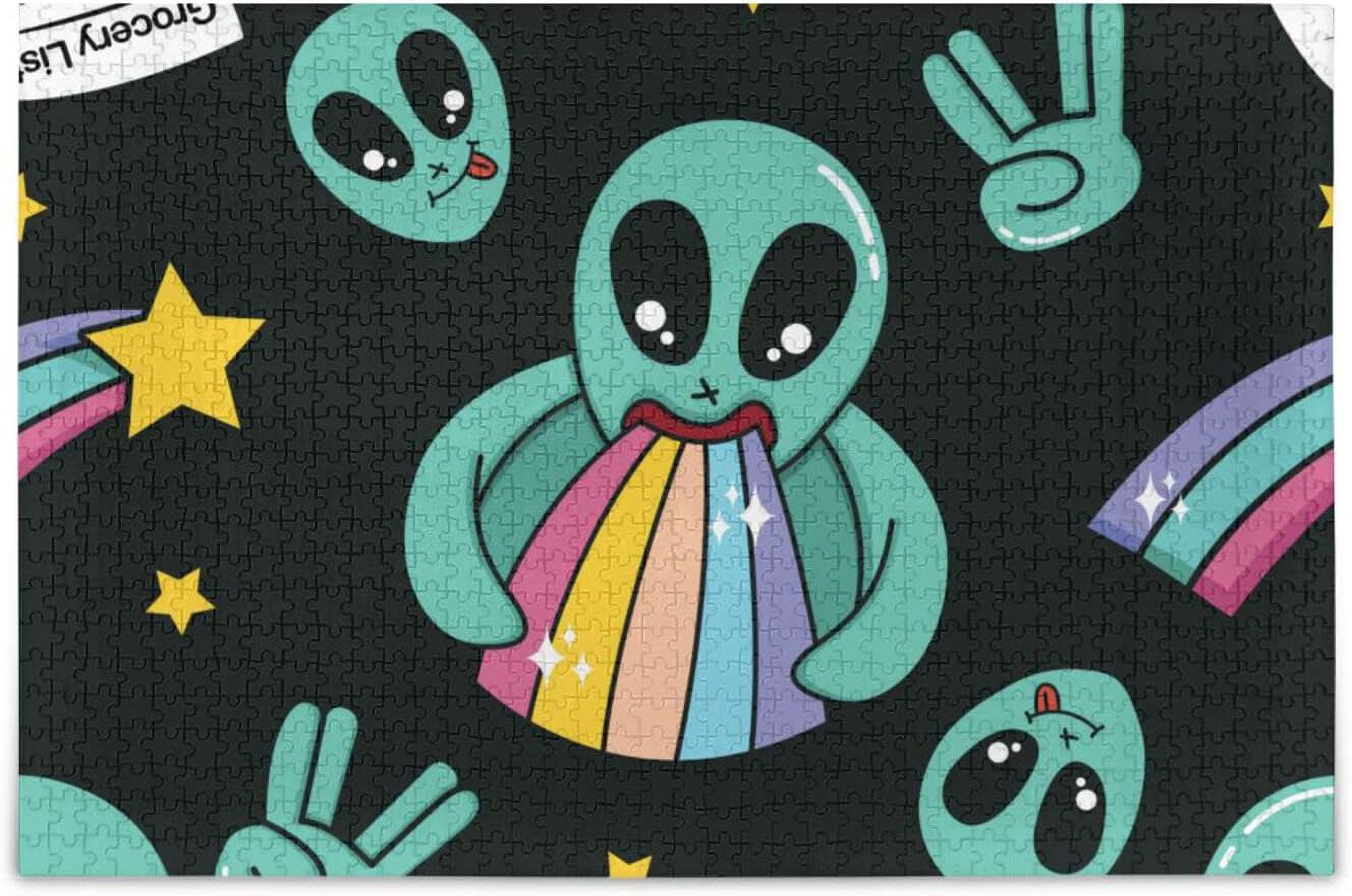 SKYSONIC Cute Alien Wooden Jigsaw Puzzles Intellectual Entertainment ...