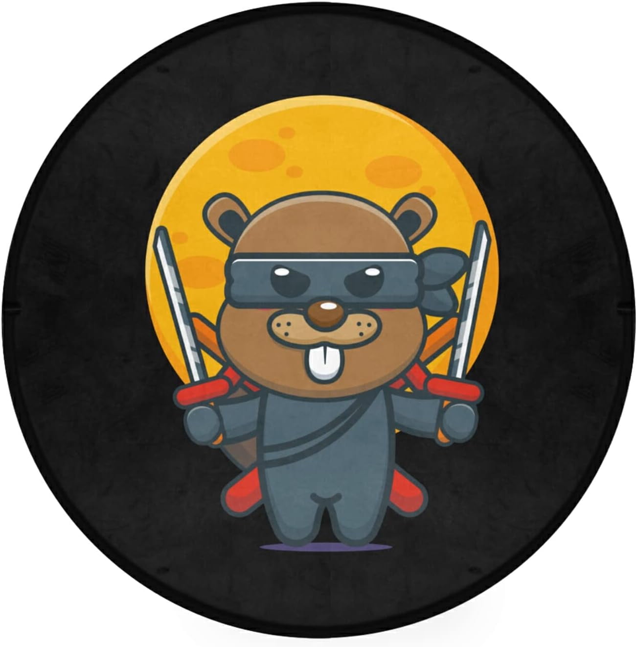 SKYSONIC Cute Cartoon Ninja BeaverRound Area Rug Chair Couch Cover Area ...