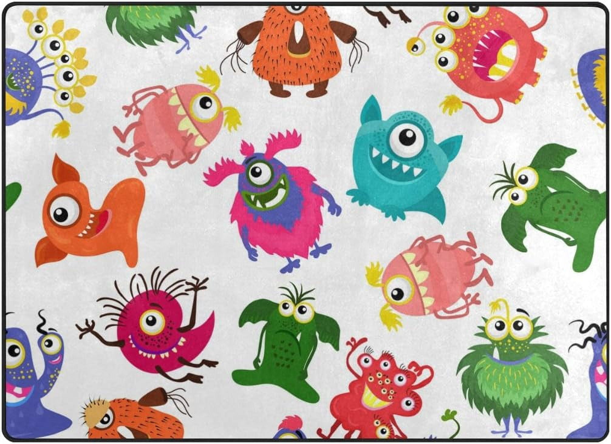 SKYSONIC Cute Colorful Monster Area Rug Pad - 63x48 inch - 100% Light ...