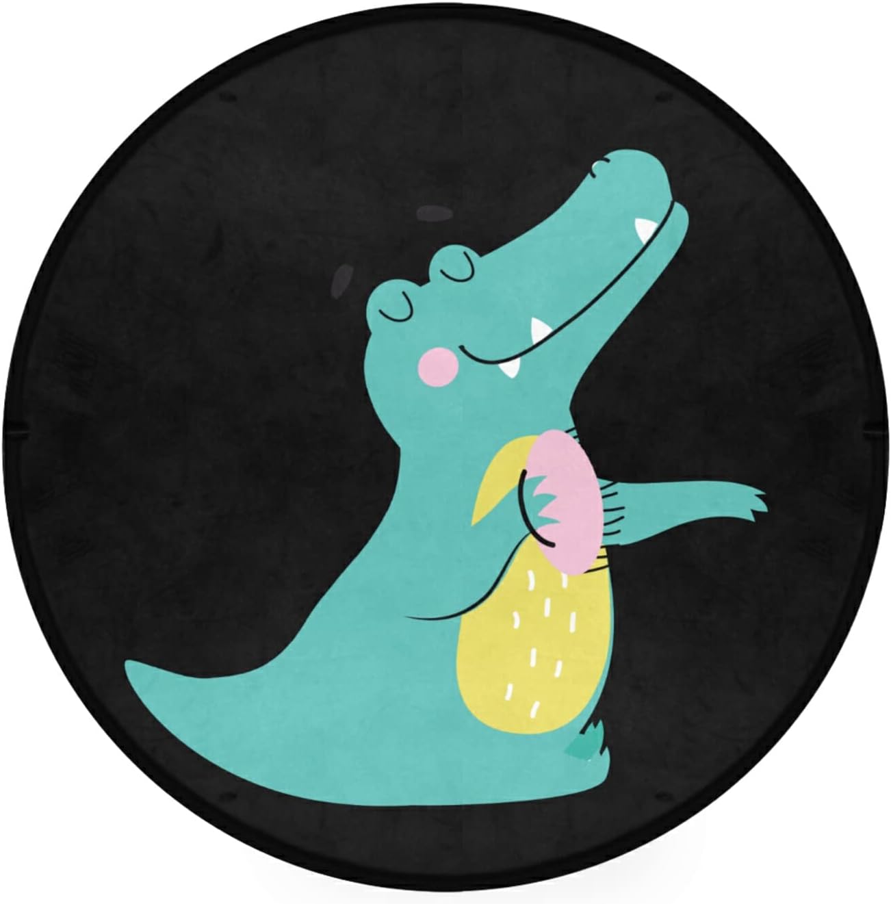 SKYSONIC Cute Crocodile with Soap Foam on Its Head Round Area Rug Chair ...