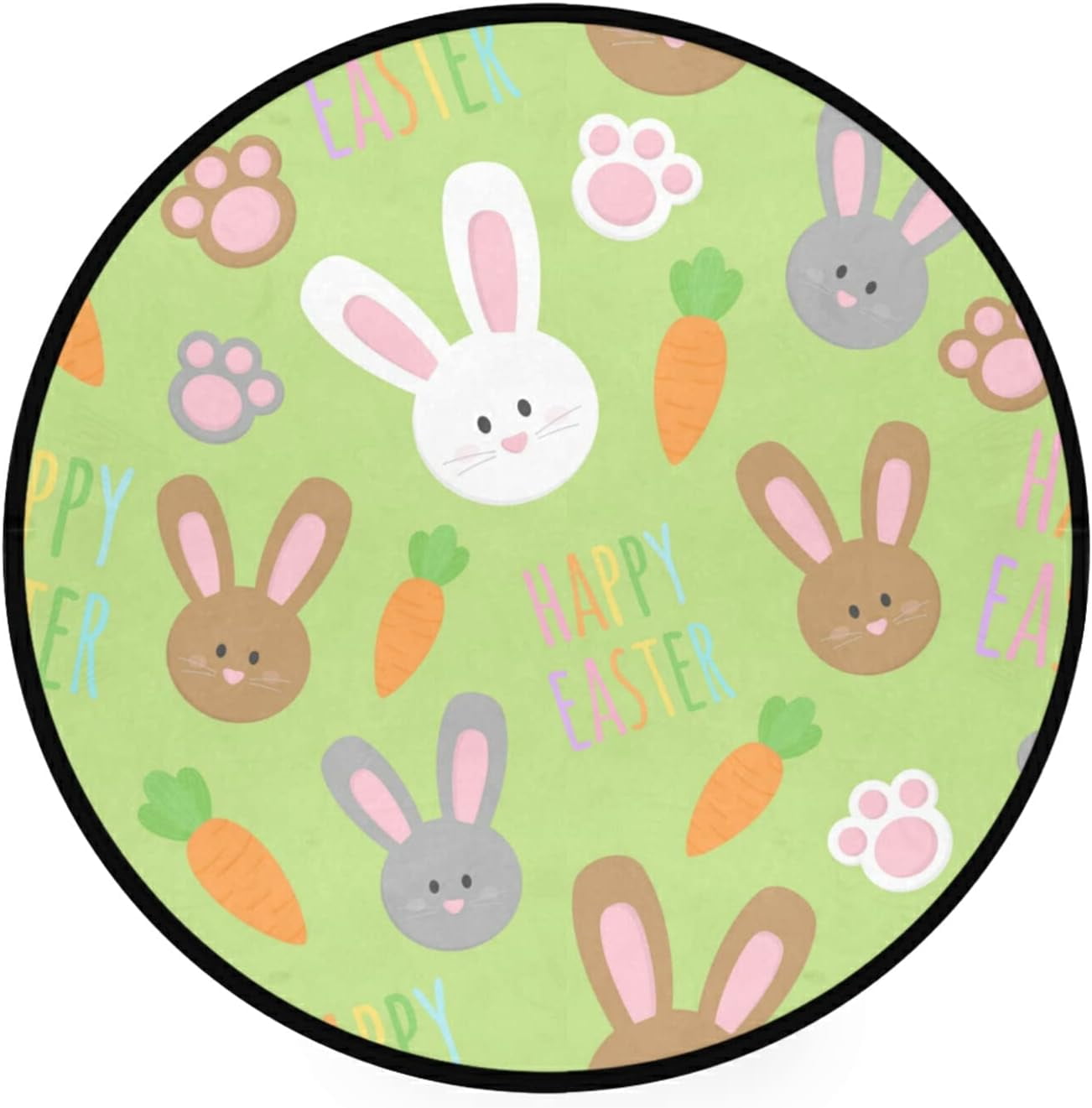 SKYSONIC Cute Easter Bunny Round Area Rug Chair Couch Cover Area Rug ...