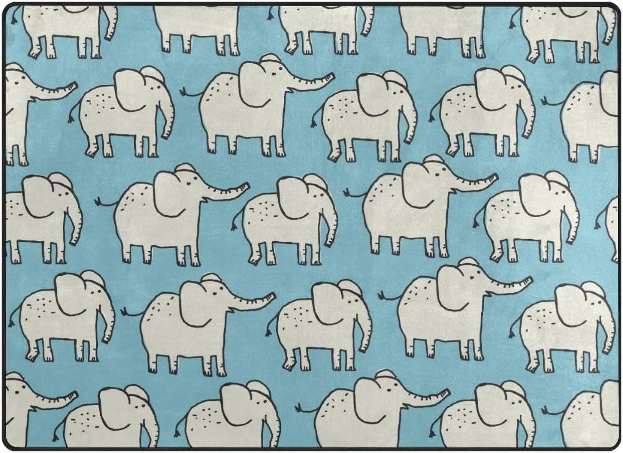 SKYSONIC Cute Elephants Area Rug Pad - 63 x 48 inch - 100% Light Weight ...