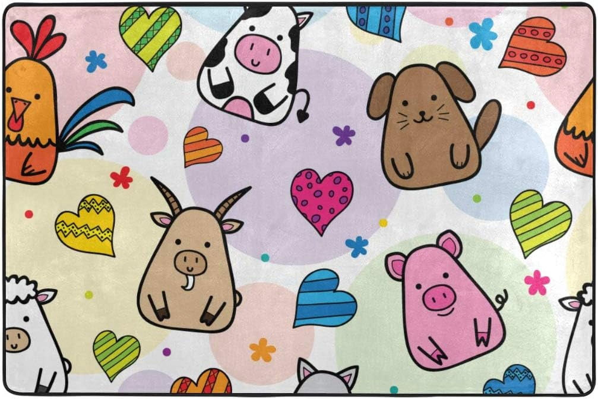 SKYSONIC Cute Farm Animals Lightweight Carpet Mats Area Soft Rugs Floor ...
