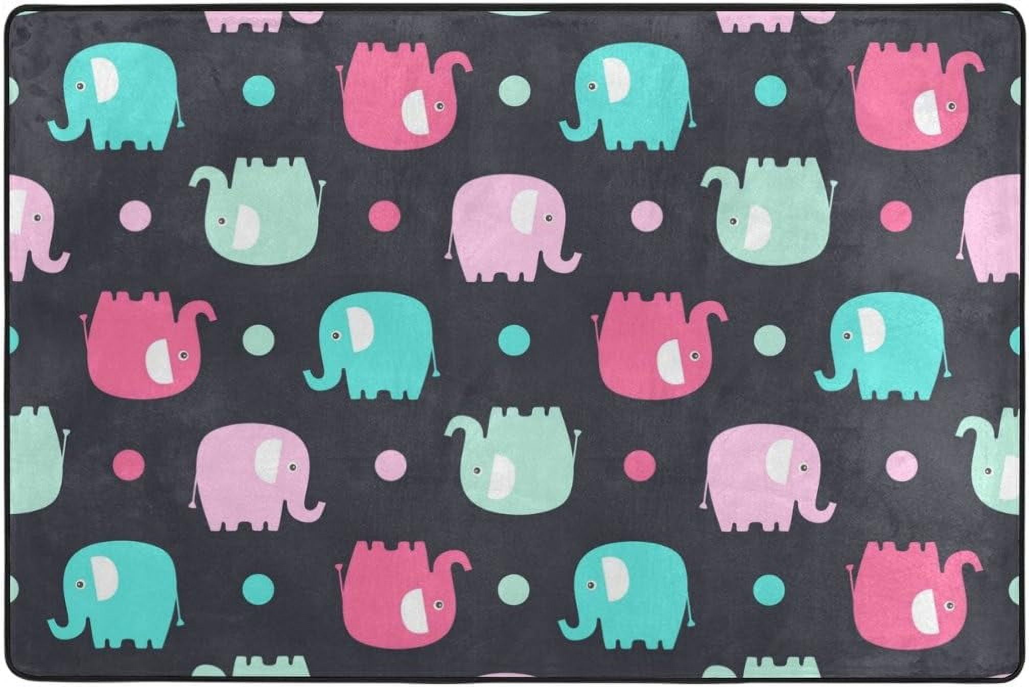 SKYSONIC Cute Flat Elephant Area Rug Pad - 72x48 inch - 100% Light ...