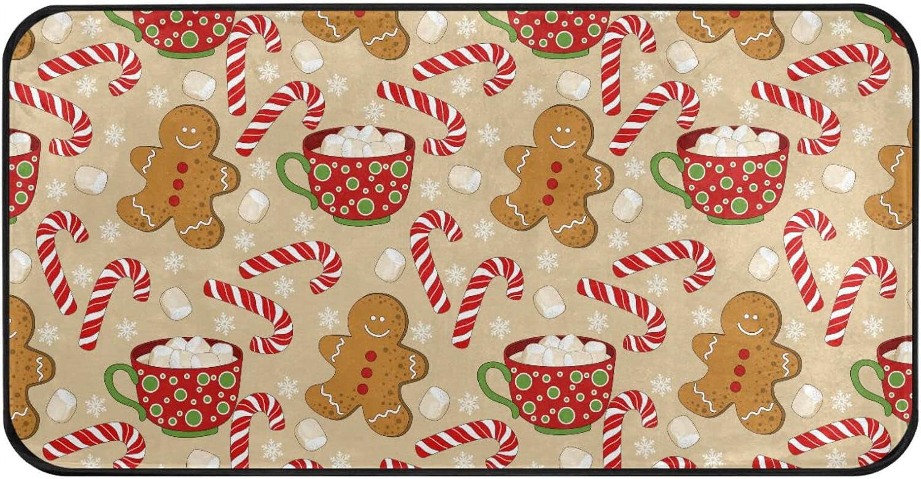 SKYSONIC Cute Gingerbread Man Kitchen Mats Washable Long Floor Runner ...
