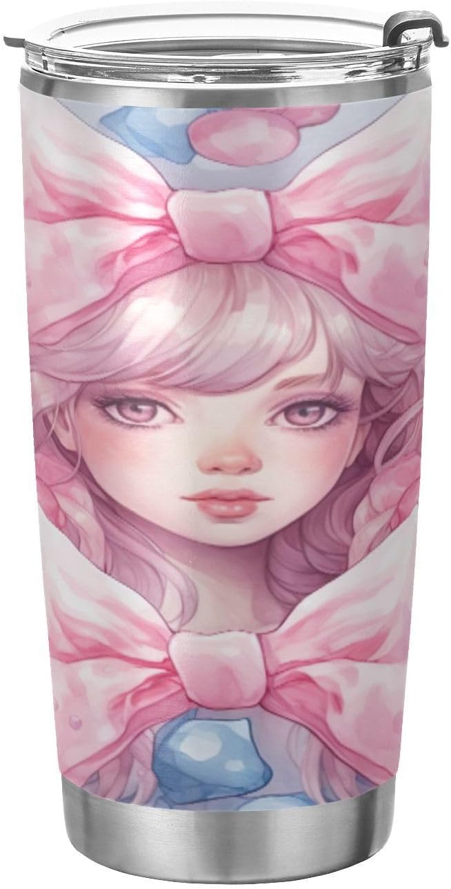 SKYSONIC Cute Girl Tumbler Stainless Steel Double Wall Vacuum Reusable ...