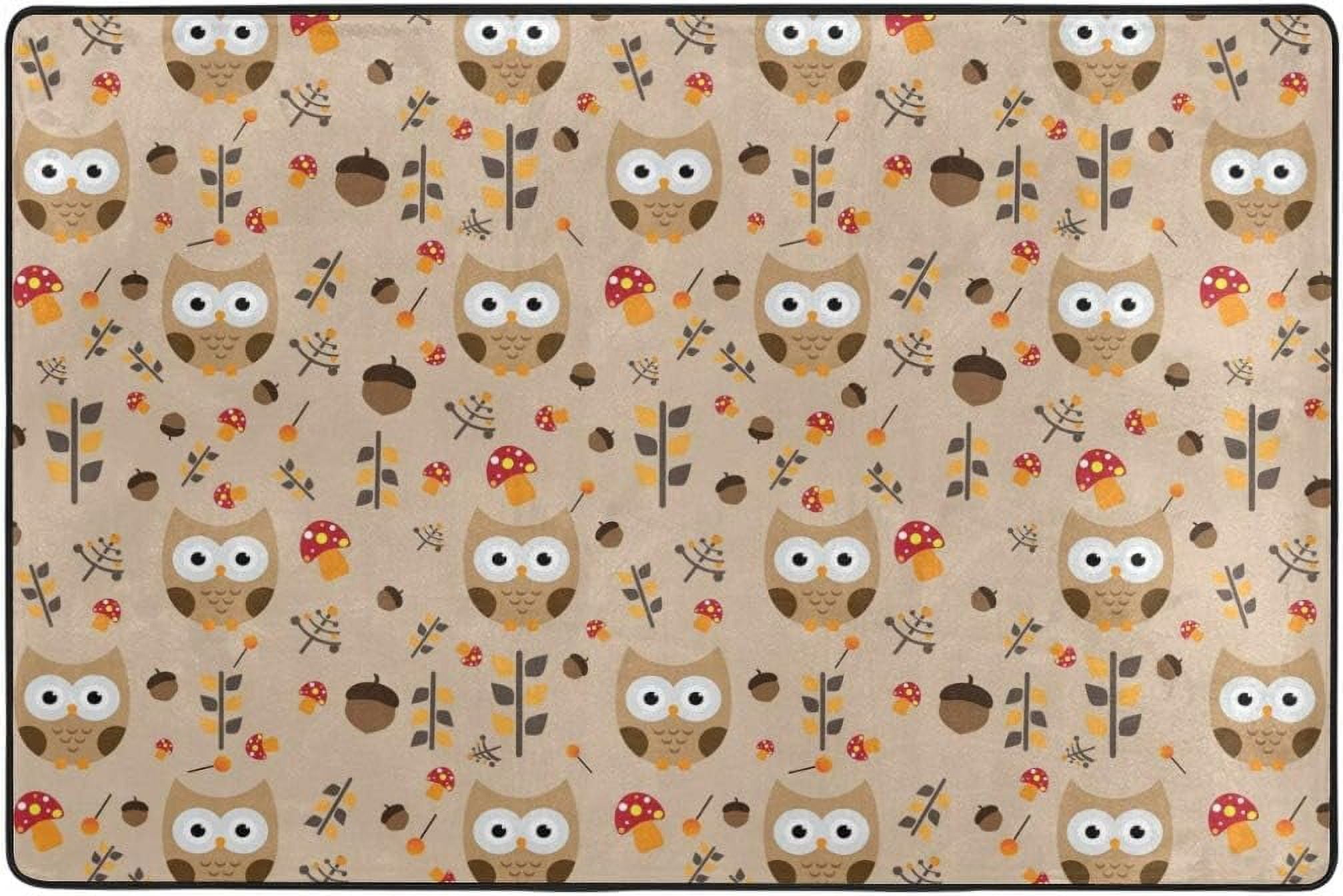 SKYSONIC Cute Owl Area Rug Carpet for Living Room Bedroom 24"x36" Light ...