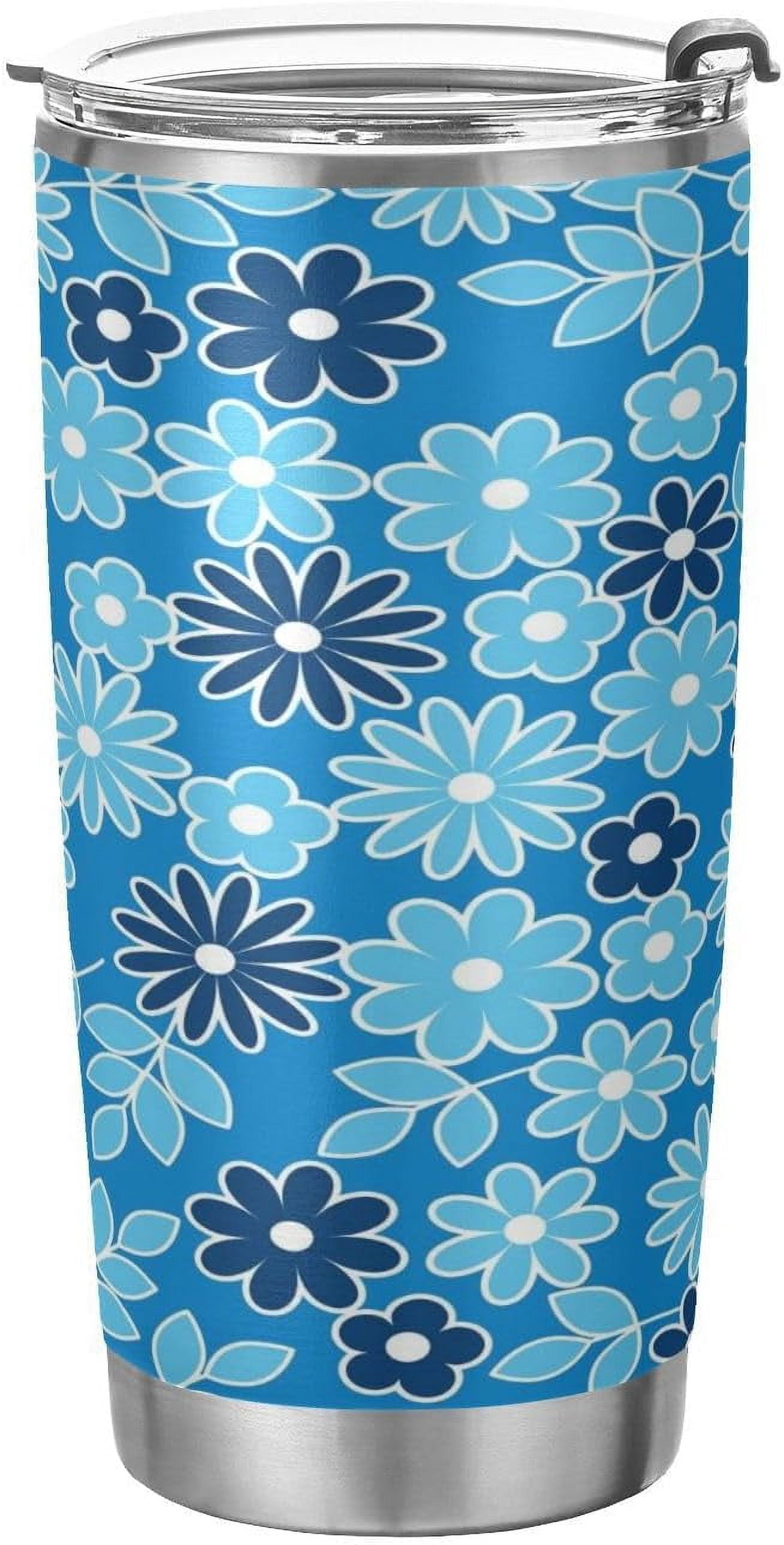SKYSONIC Daisy Flower 12 oz Stainless Steel Insulated Mug, Double ...