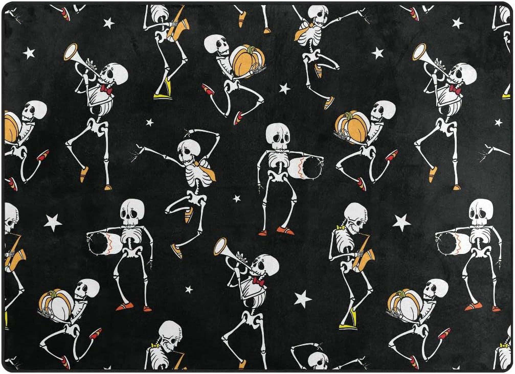 SKYSONIC Dancing Halloween Skeletons Area Rug 80"x58" Pet & Child ...