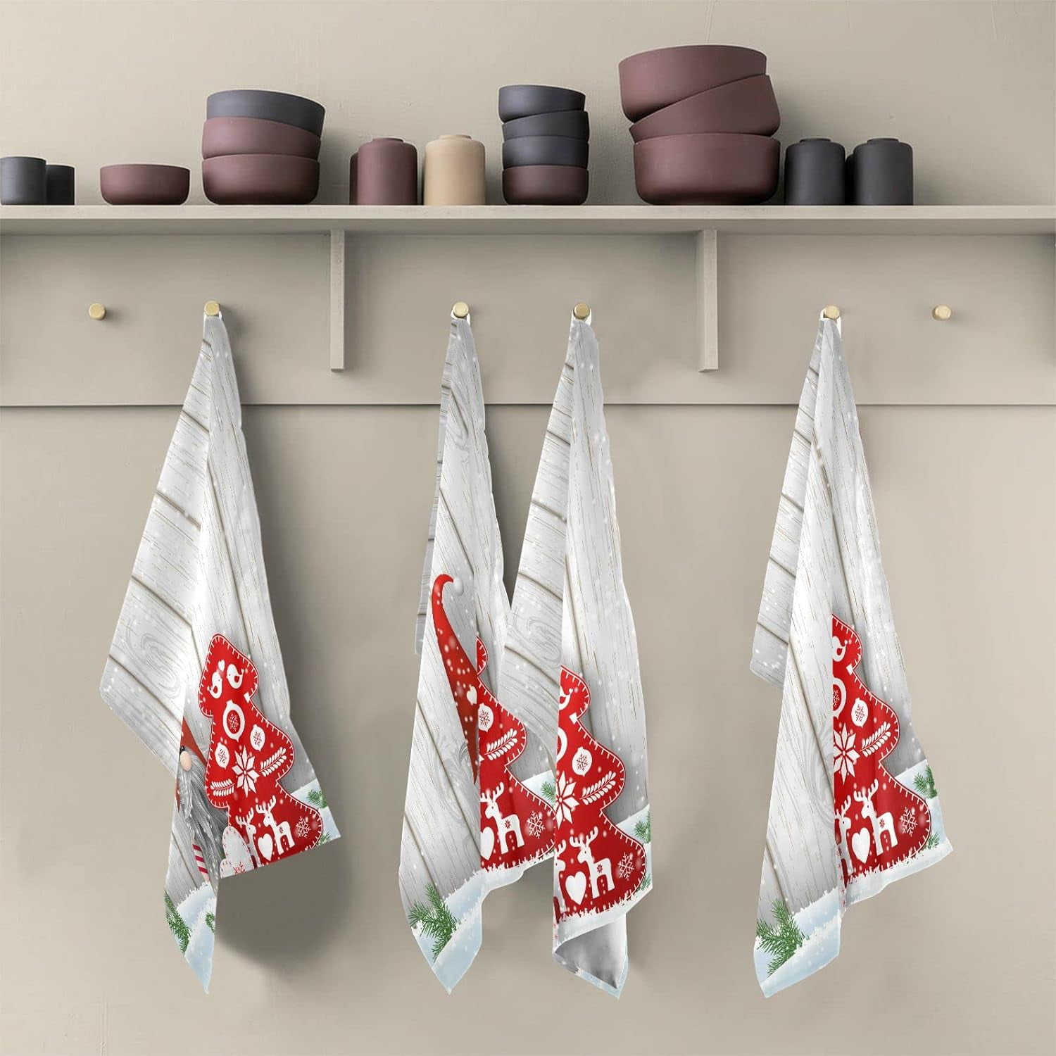 SKYSONIC Decorate Christmas Gnome Kitchen Dish Towel Set,Drying Kitchen ...