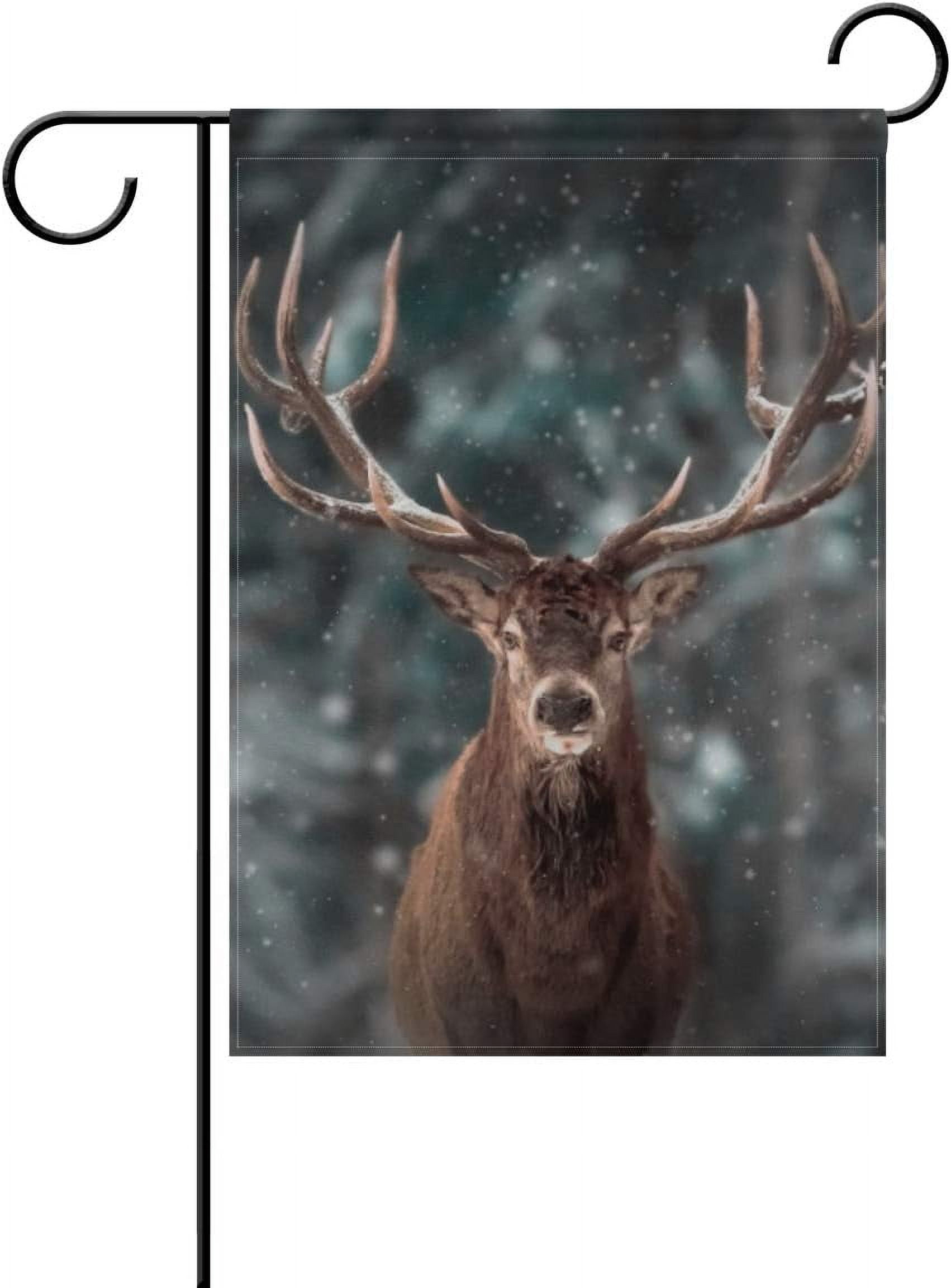 SKYSONIC Deer Under Snow Double-Sided Printed Garden House Sports Flag ...