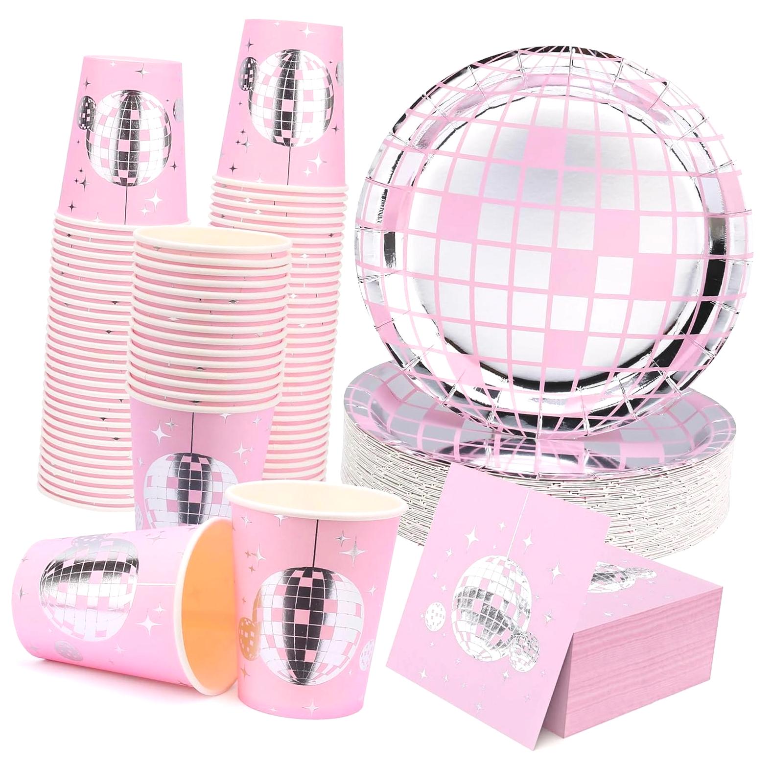 SKYSONIC Disco Party Supplies - Disco Ball Plates, Cups, and Cocktail ...