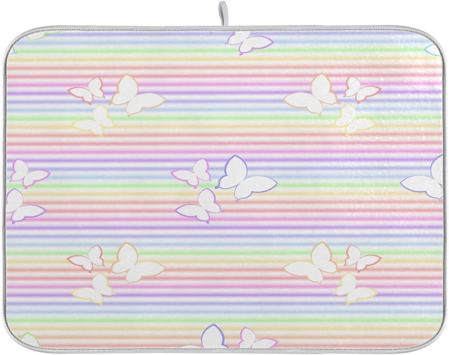SKYSONIC Dish Drying Mat for Kitchen Counter Butterflies Rainbow Spring ...