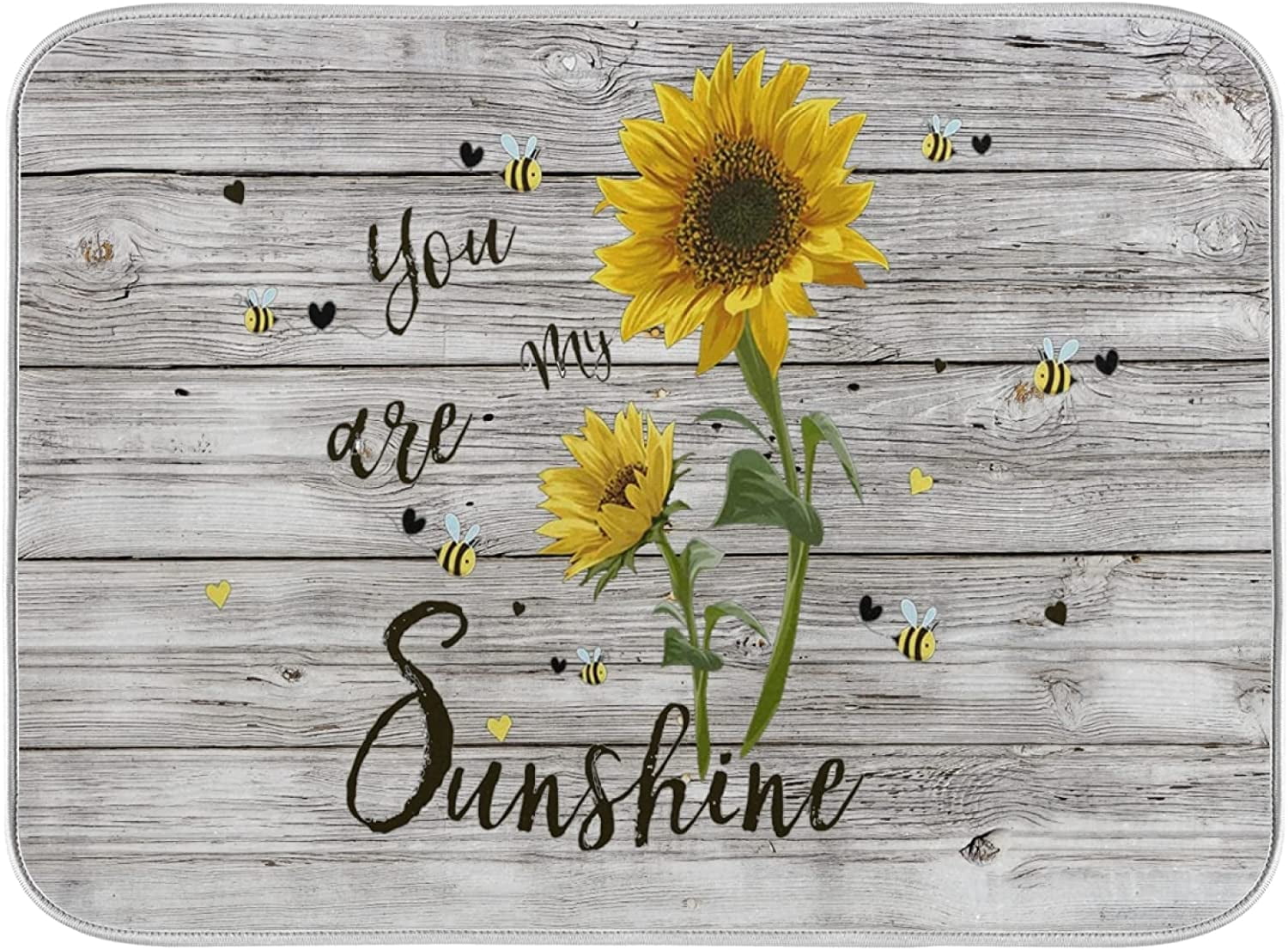 SKYSONIC Dish Drying Mat for Kitchen You Are My Sunshine Sunflower ...