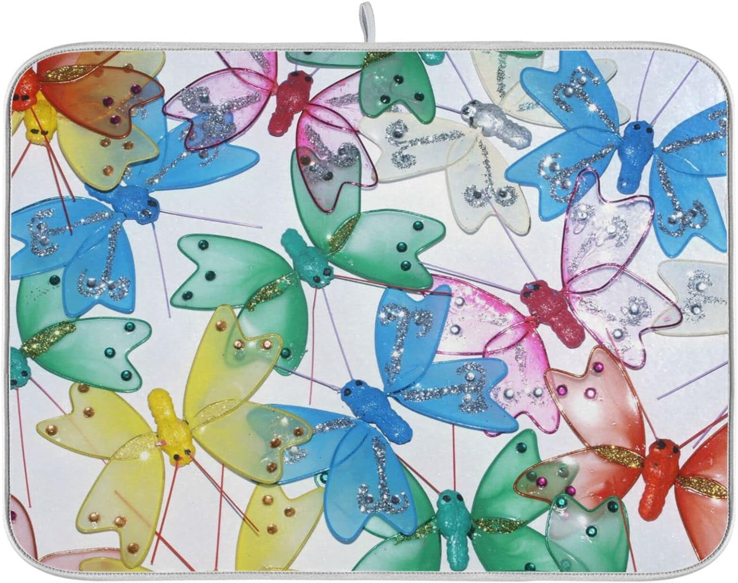 SKYSONIC Dish Drying Mat for Kitchen Counter Craft Butterflies ...