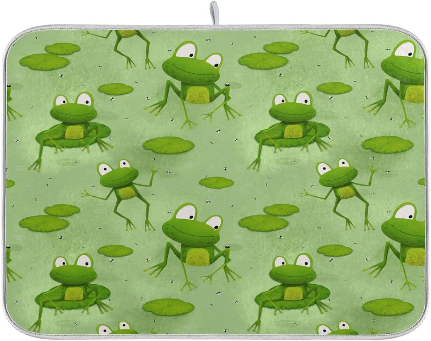 SKYSONIC Dish Drying Mat for Kitchen Counter Cute Cartoon Frogs Lily ...