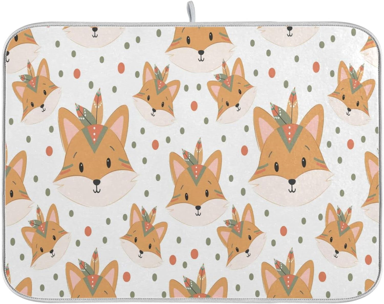 SKYSONIC Dish Drying Mat for Kitchen Counter Cute Fox Head Eco Friendly ...