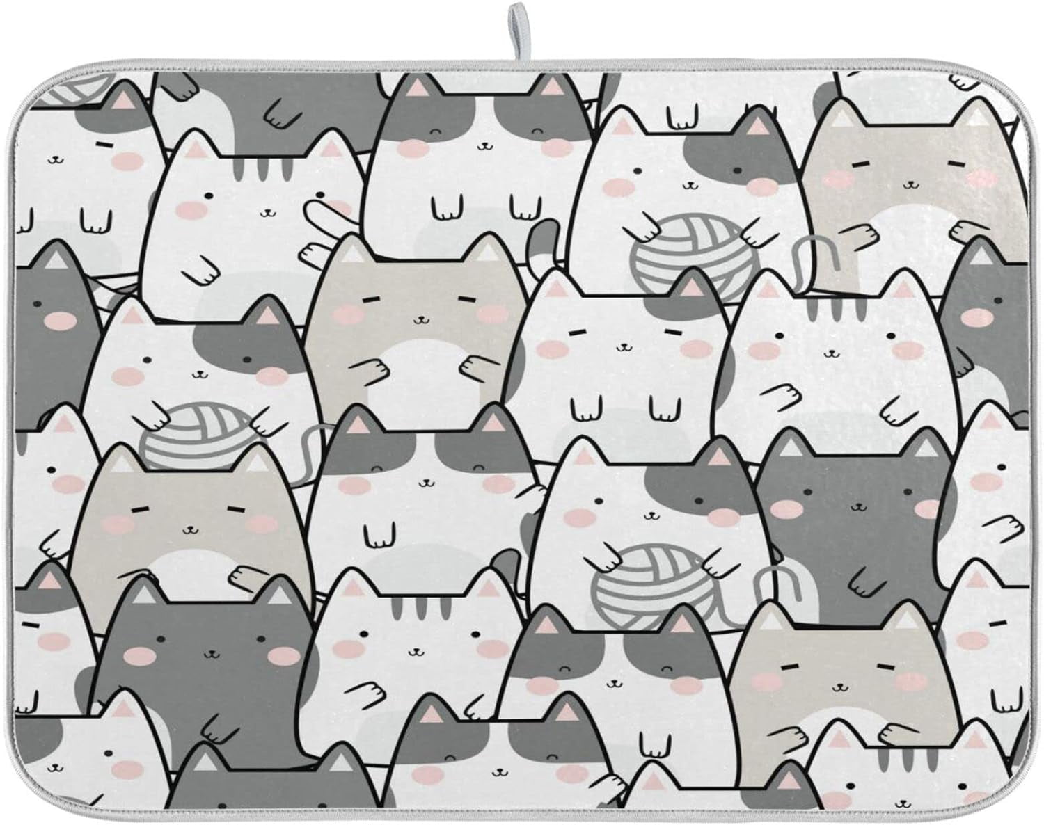SKYSONIC Dish Drying Mat for Kitchen Counter Kawaii Cute Cats Cartoon ...