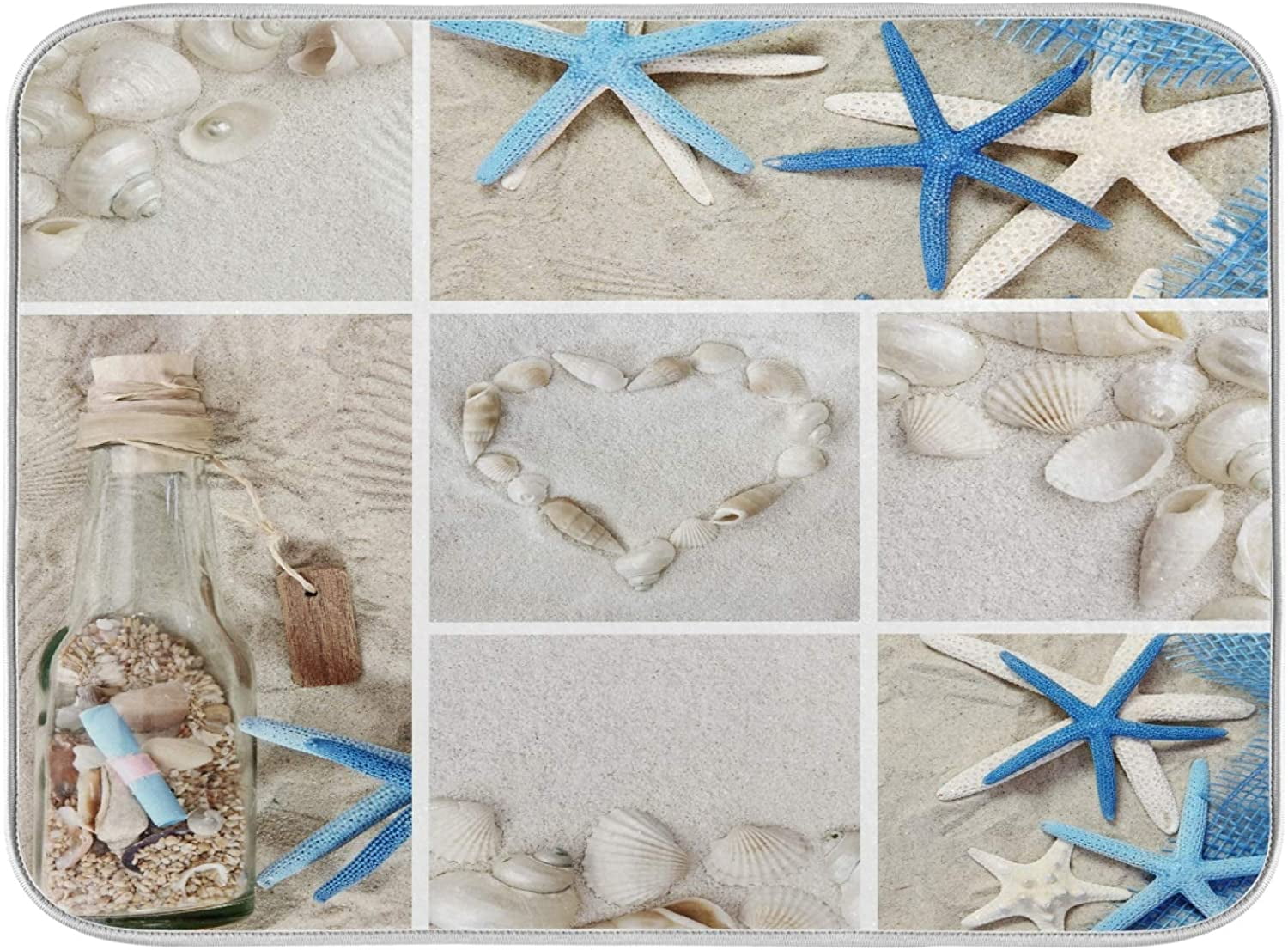 SKYSONIC Dish Drying Mat for Kitchen, Starfish Seashell Kitchen Drying ...