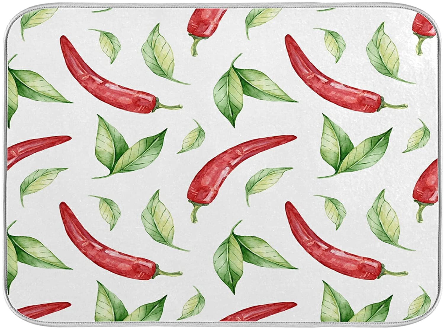 SKYSONIC Dish Drying Mats for Kitchen 16x18 in, Red Hot Chili Pepper ...