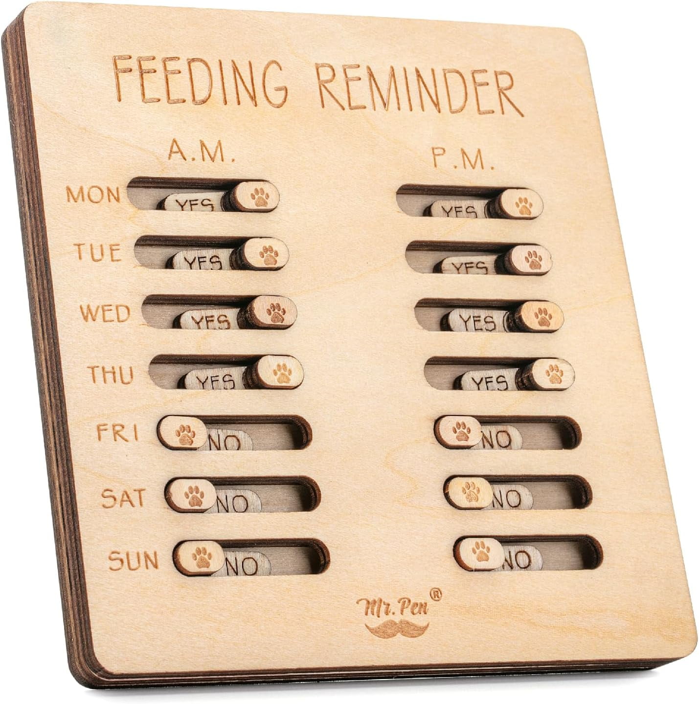 SKYSONIC - Dog Feeding Reminder, Wooden, AM/PM Daily Indication Chart ...