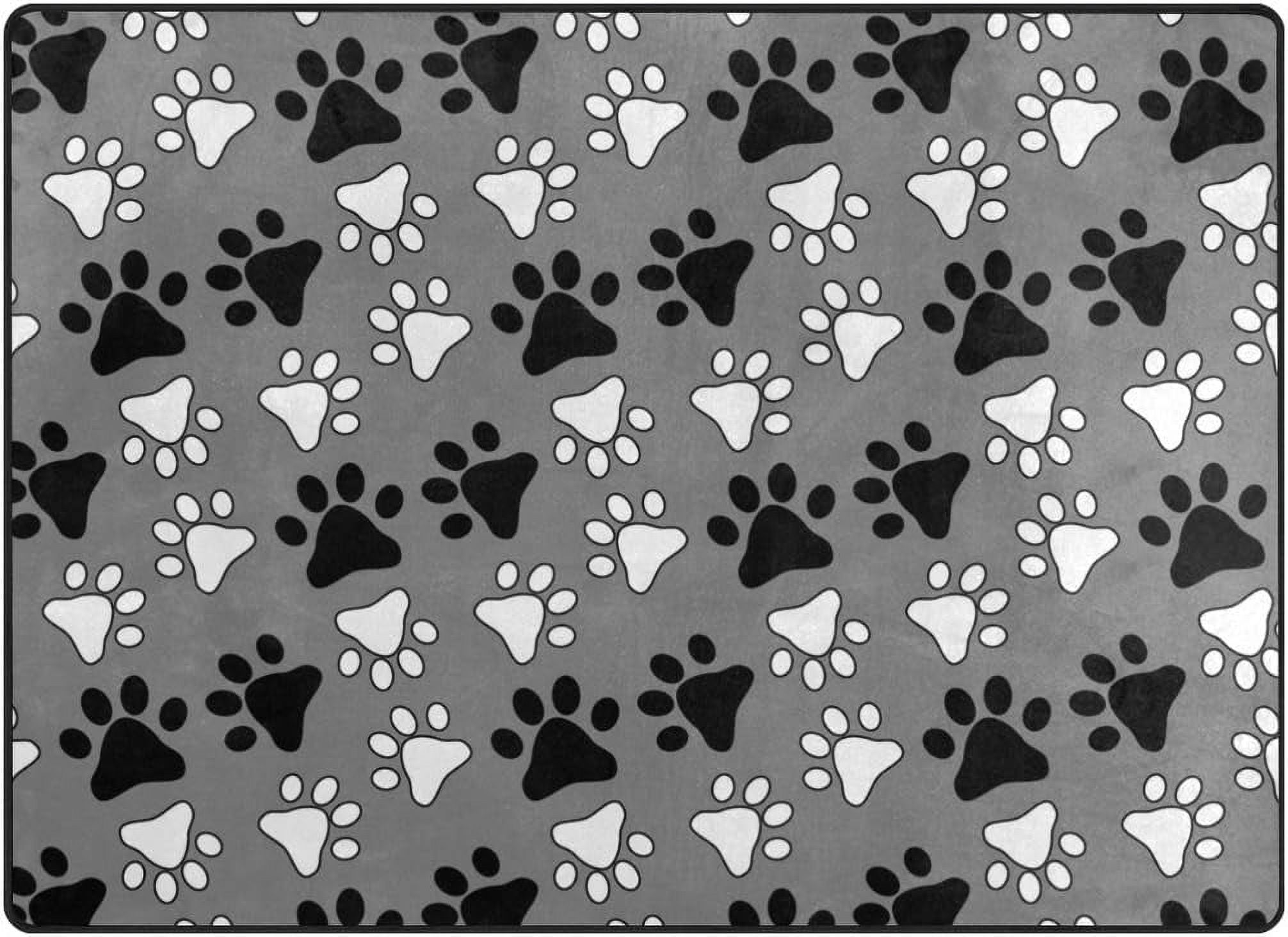 SKYSONIC Dog Paws Print 80x58 inches Lightweight Soft Area Rug Mat ...