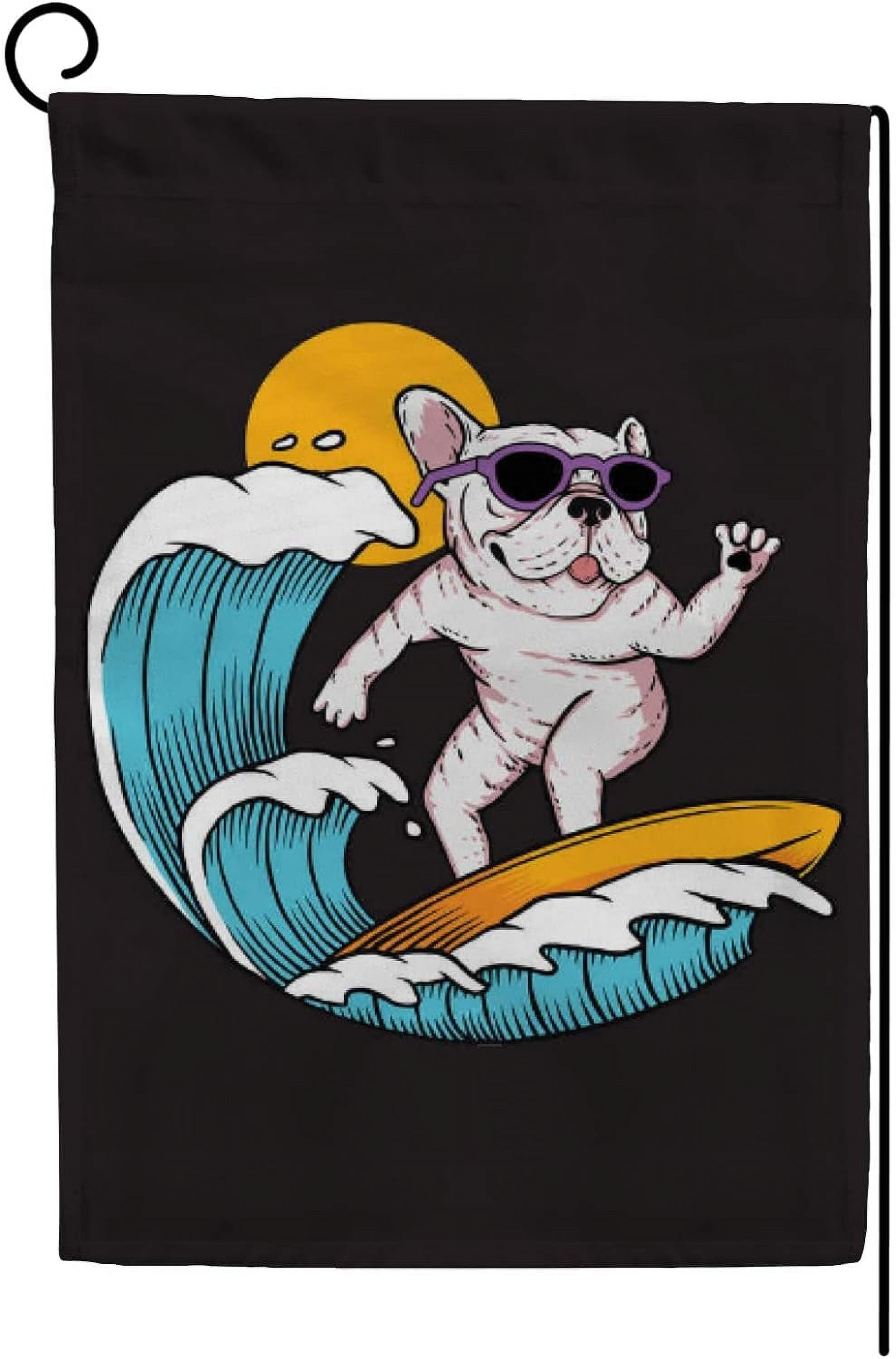 SKYSONIC Dog Surfing Mascot Double-Sided Printed Garden House Sports ...