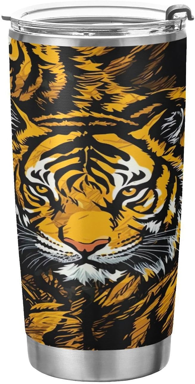 SKYSONIC Doodle Cold Tiger Pattern 20 oz Stainless Steel Insulated Mug ...