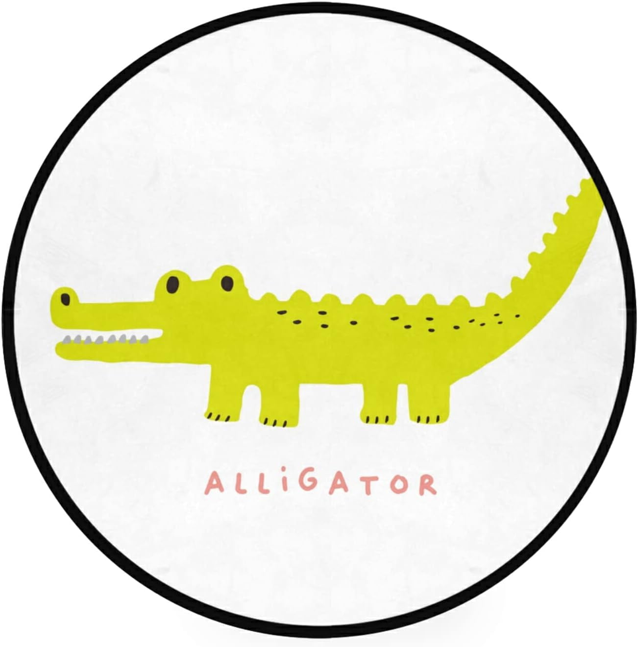 SKYSONIC Doodle Cute Crocodile Alligator Round Area Rug Chair Couch ...