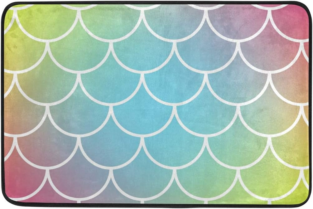 SKYSONIC Doormat Mermaid Scale On Gradient Background Lightweight Non ...