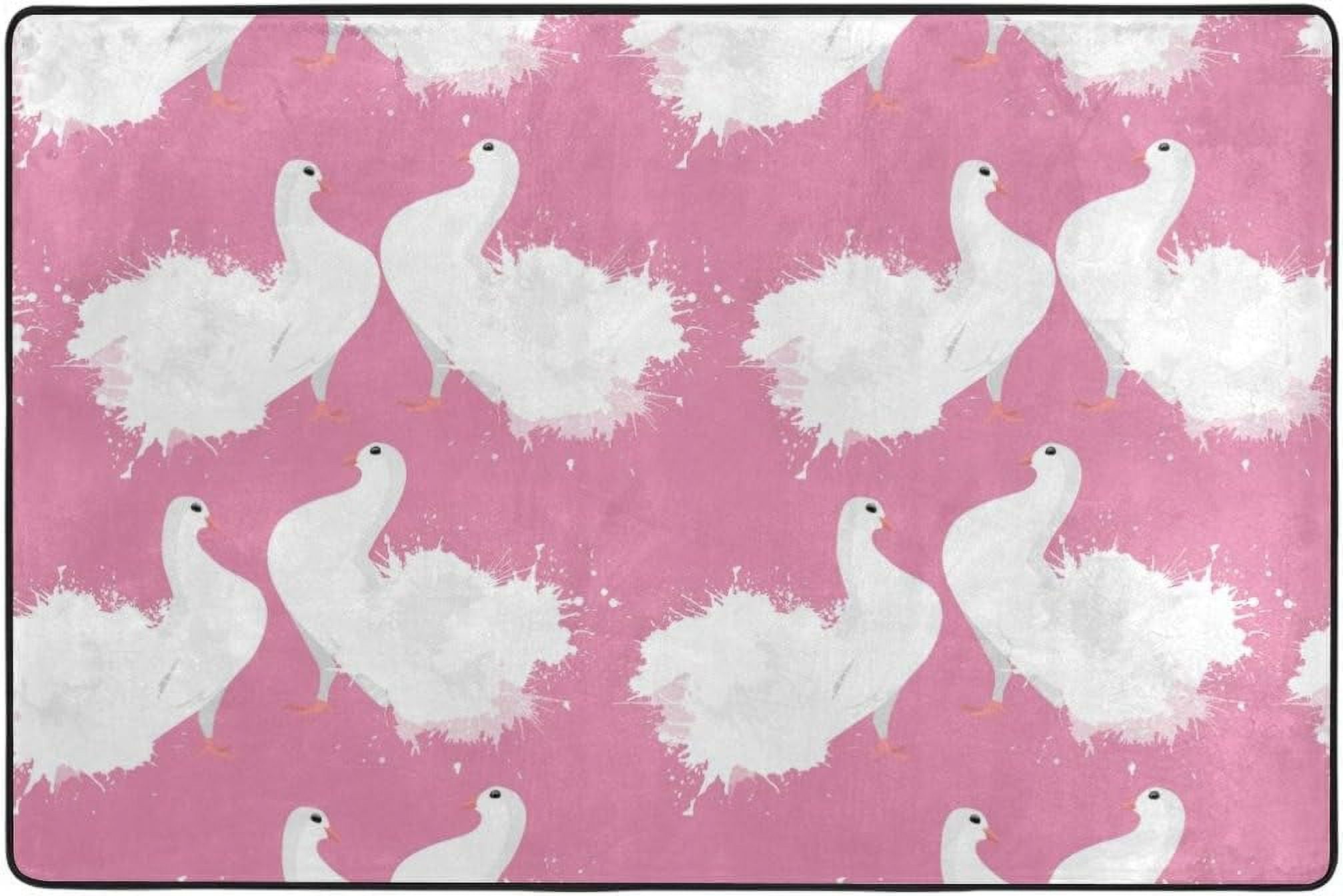 SKYSONIC Doves Watercolor Splashes Area Rug Pad 24x36 Inch 100% Light ...