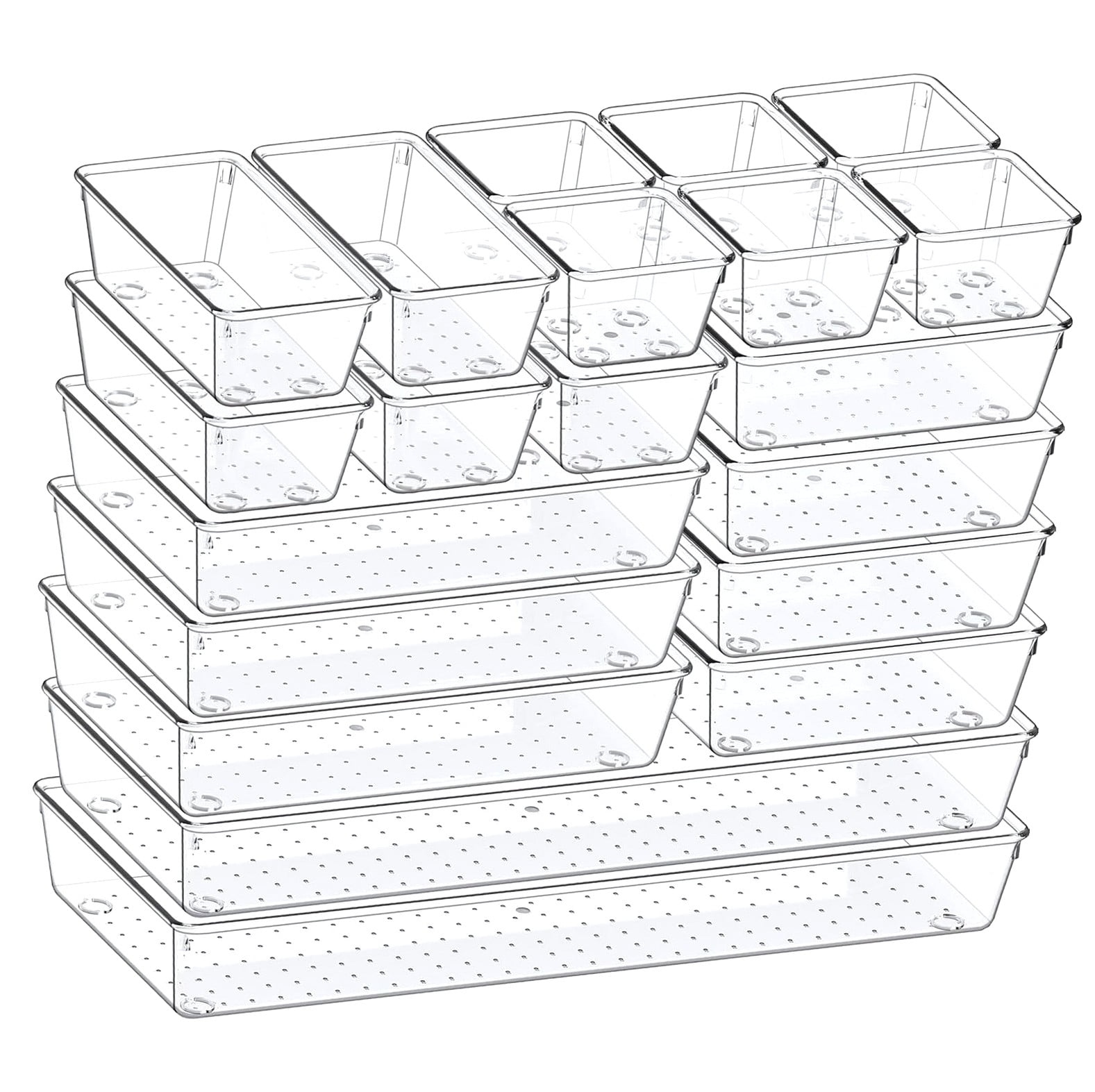 SKYSONIC Drawer Organizer, 5-Size Versatile Bathroom and Vanity ...
