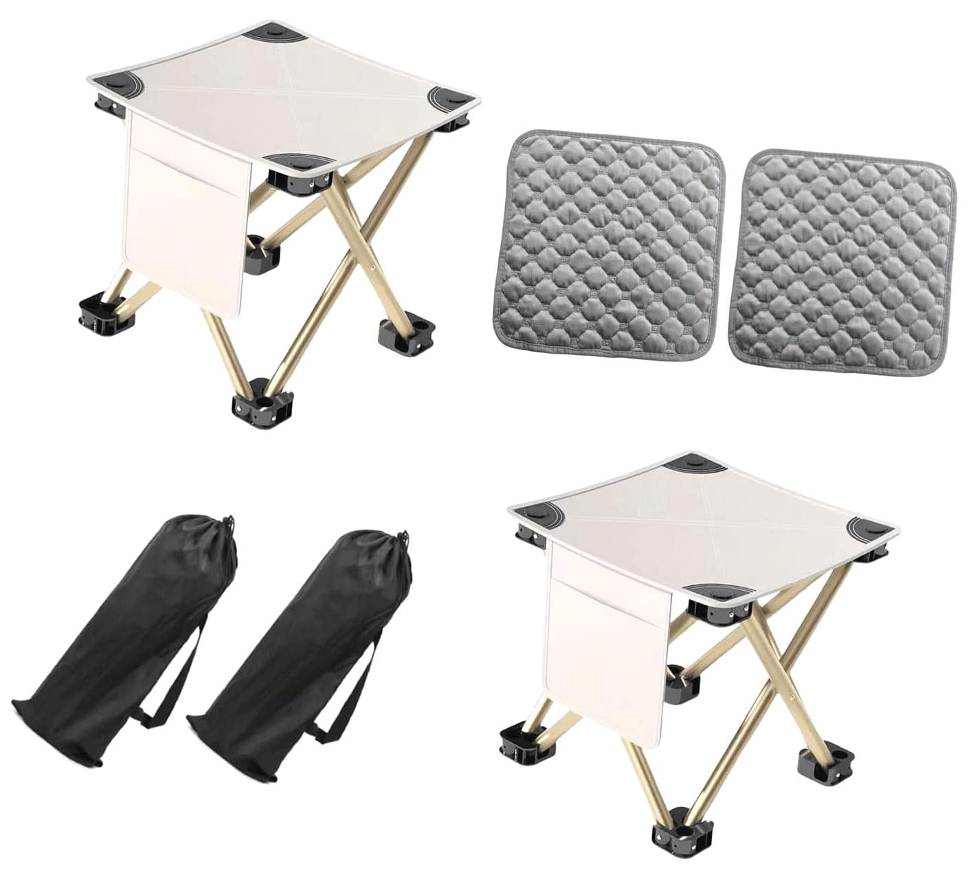 SKYSONIC Dual Pack 13 Inch Lightweight Camping Stools (White), Foldable ...