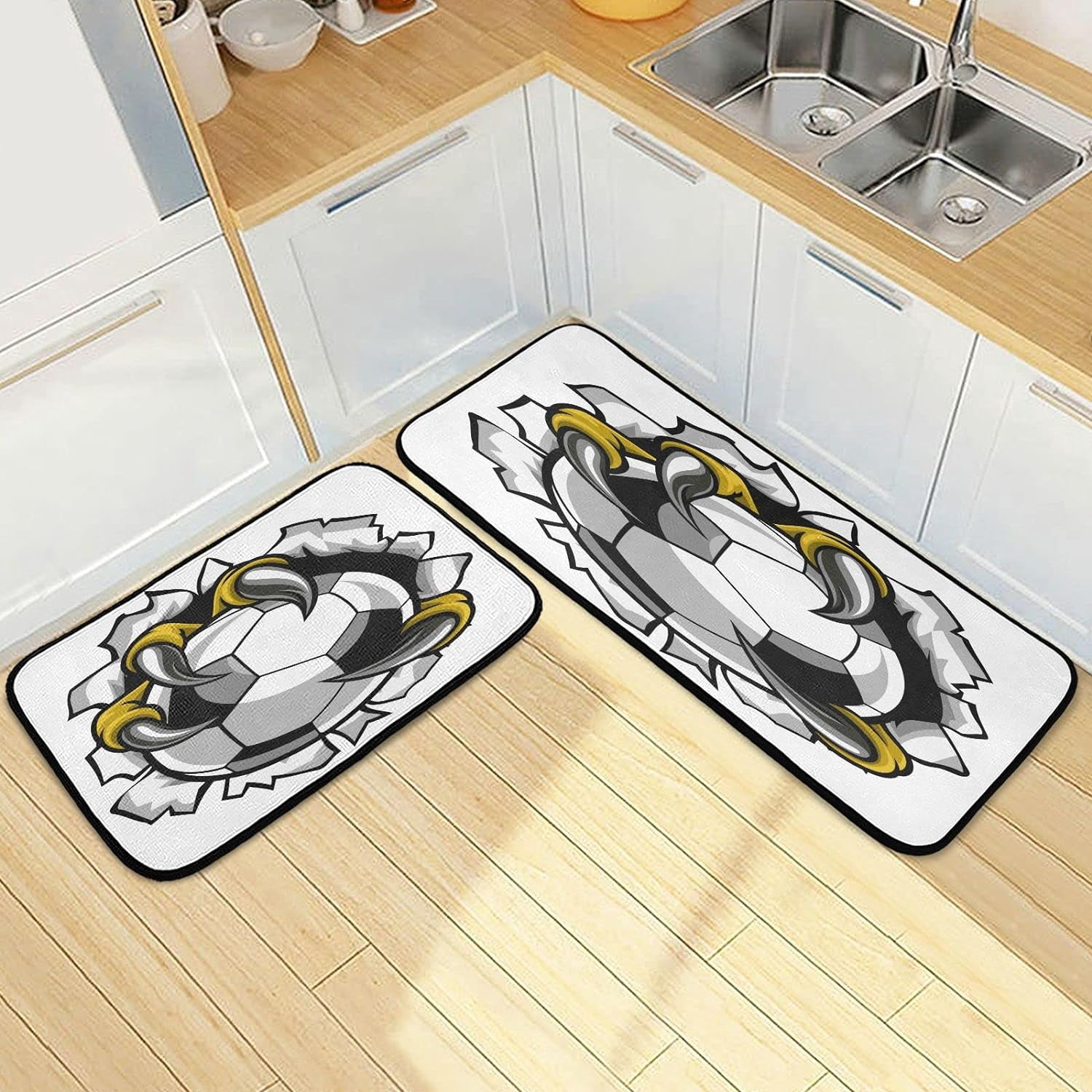 SKYSONIC Eagle Monster Claw Soccer Kitchen Mats Set of 2 Cartoon ...