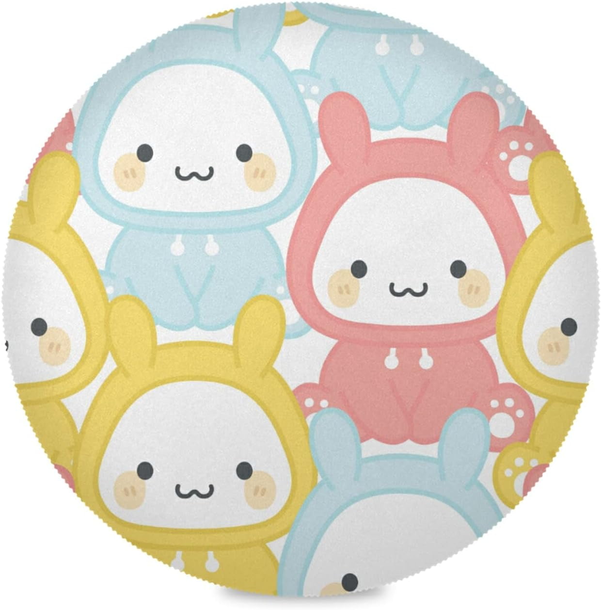 SKYSONIC Easter Bunny Eggs Round Placemats for Dining Table Non-Slip ...
