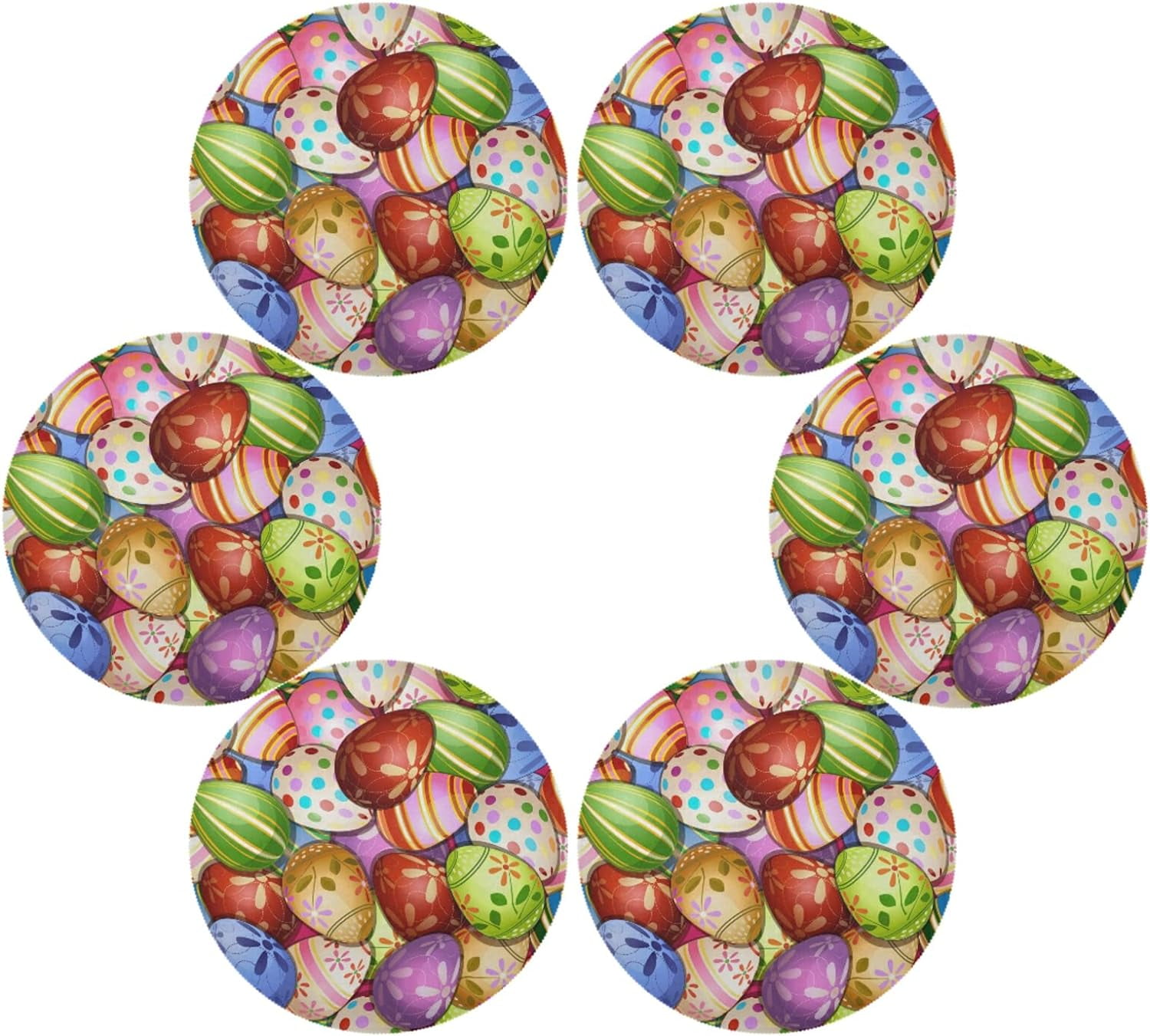 SKYSONIC Easter Bunny Eggs Round Placemats for Dining Table Non-Slip ...