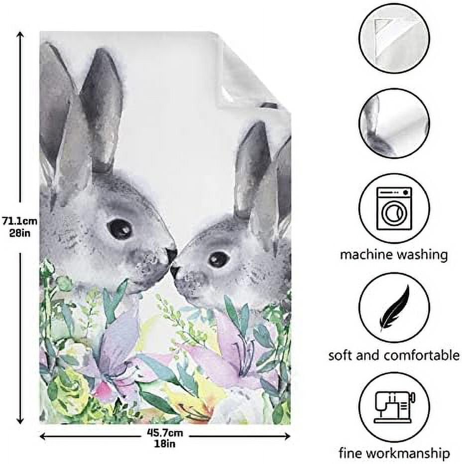 SKYSONIC Easter Bunny Kitchen Towel Set of 1,Super Soft Absorbent Hand ...