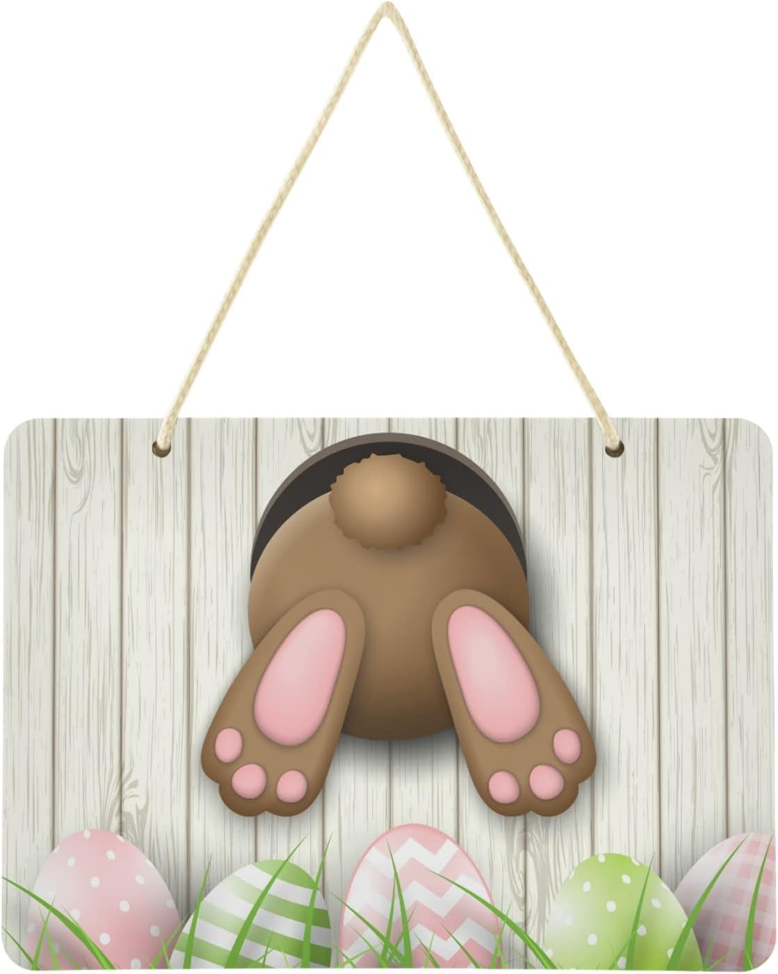 SKYSONIC Easter Bunny Welcome Sign Front Door Decor Wall Hanging Plaque ...
