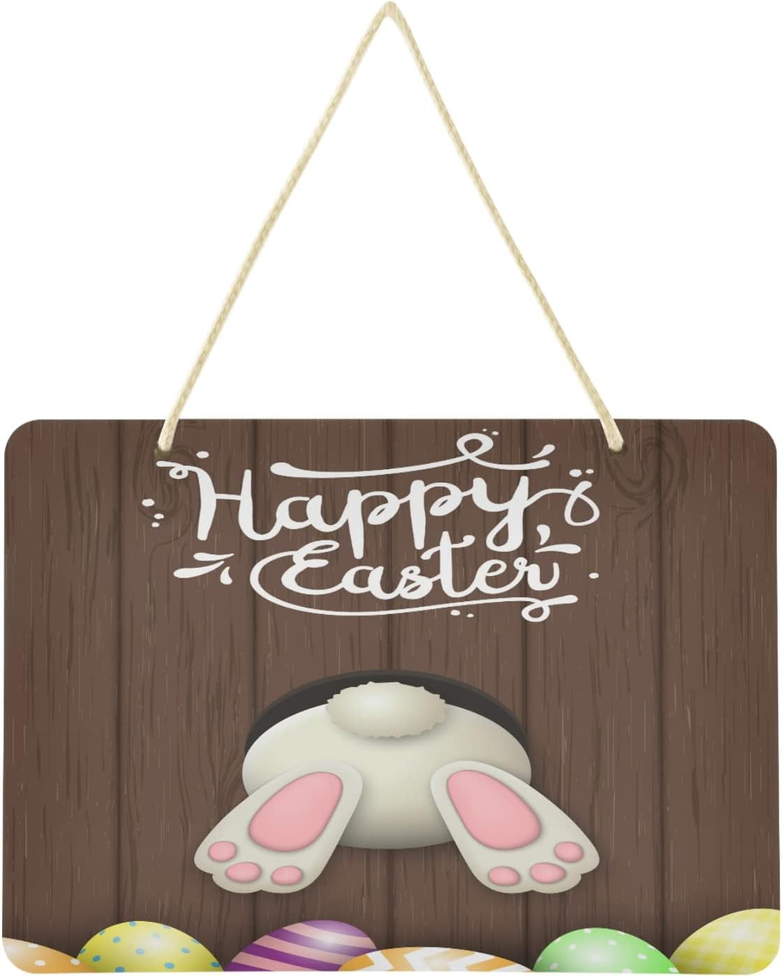 SKYSONIC Easter Bunny Welcome Sign Front Door Decor Wall Hanging Plaque ...